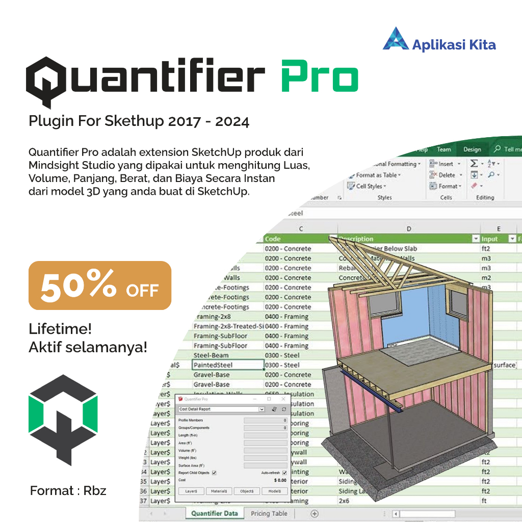 Jual Quantifier Pro 1.2.4 for SketchUp - For Windows | Shopee Indonesia