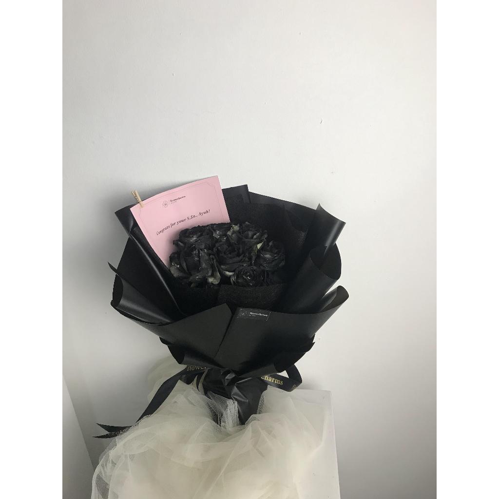 Jual BOUQUET BLACK ROSES | BUKET MAWAR HITAM | BUKET BUNGA SEGAR KOREA ...