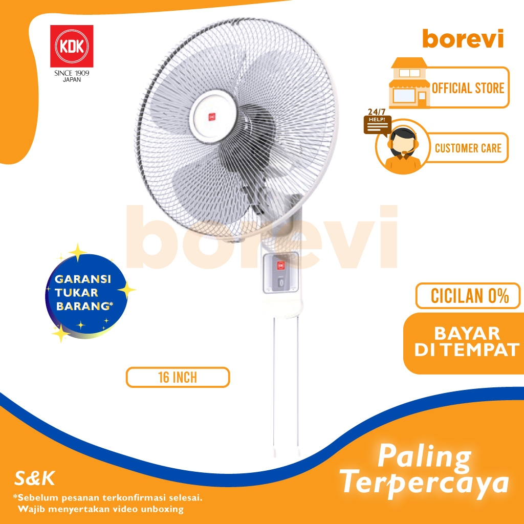 Jual Kdk Wq40e Wall Fan 16 Inch Kipas Angin Dinding 2 Tali 3 Kecepatan ...