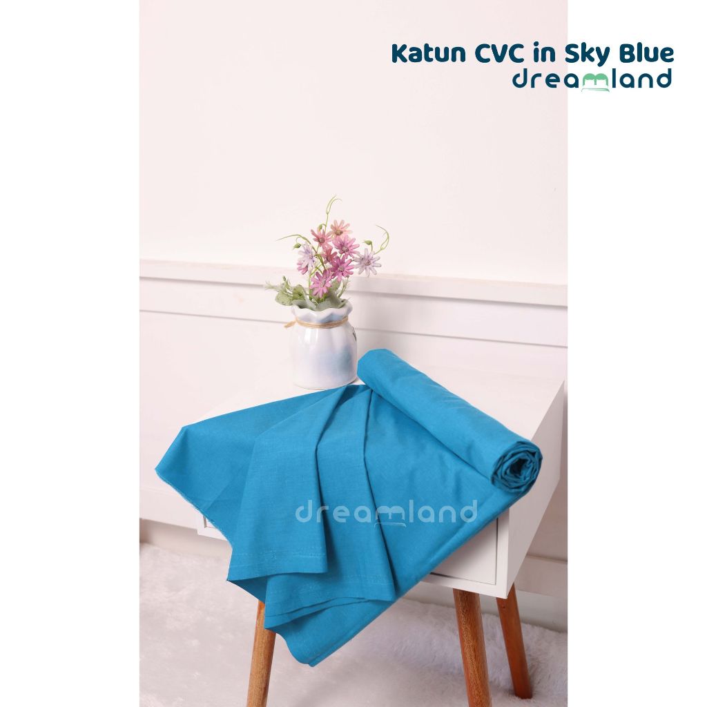 Jual Sky Blue Color | Kain Ecer Katun CVC Polos Star Deluxe per 0.5 ...