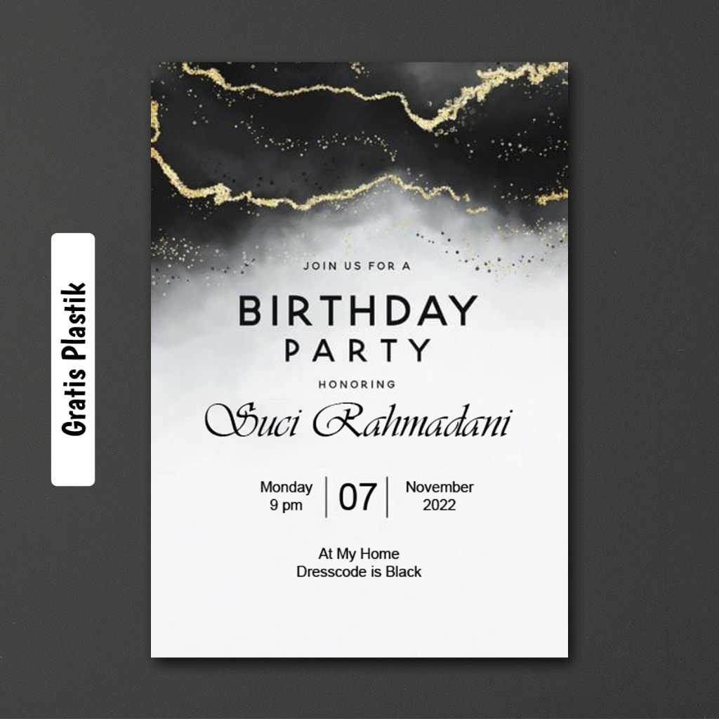 Jual Undangan ultah marmer elegan / cetak undangan lang tahun desain ...