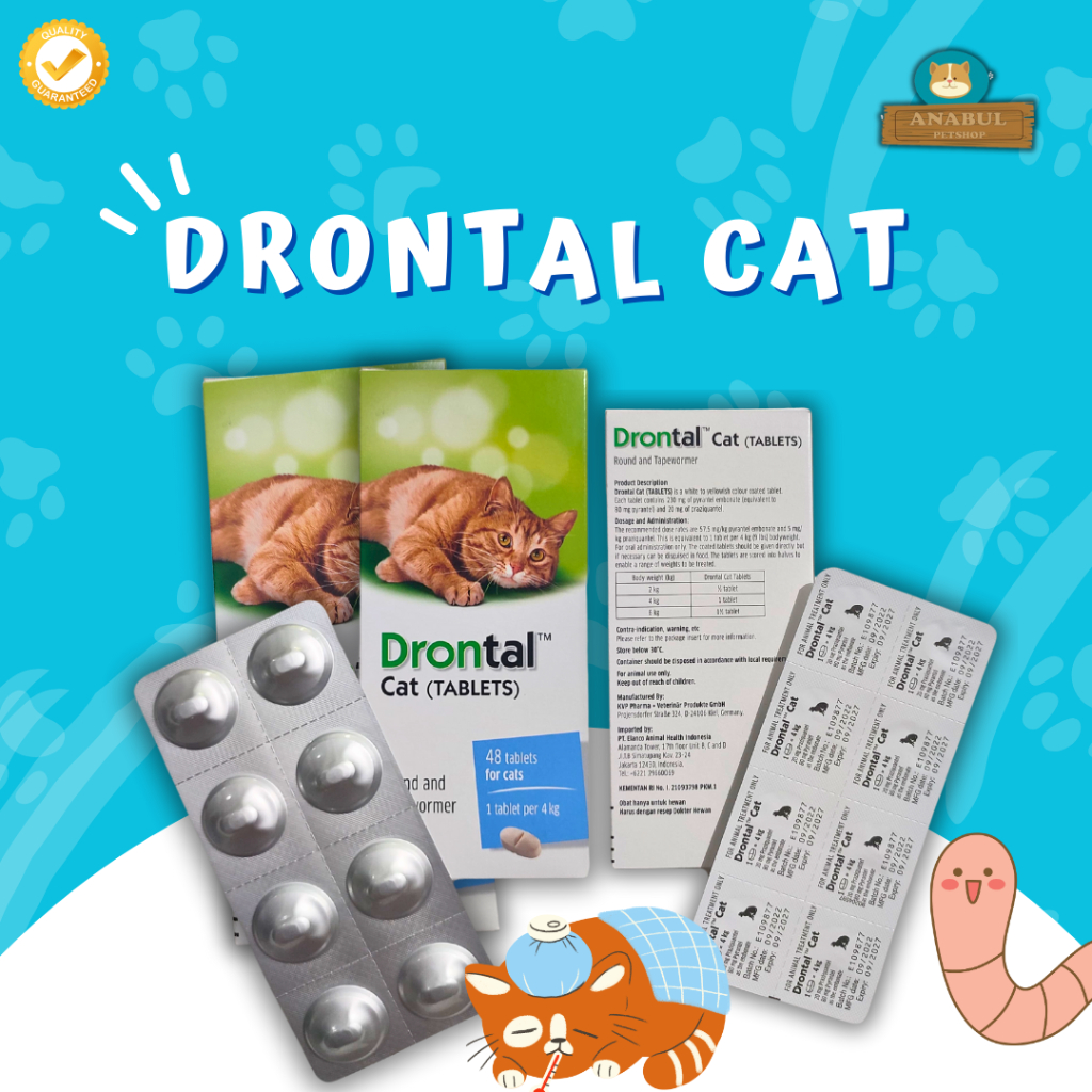 Jual DRONTAL CAT asli original obat cacing kucing dewasa&anak kitten ...
