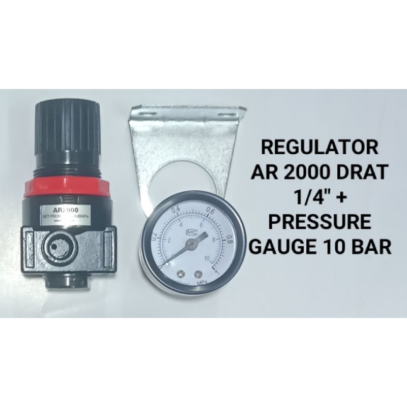 Jual REGULATOR COMPRESOR AR 2000 DRAT 1/4" - 10BAR | Shopee Indonesia