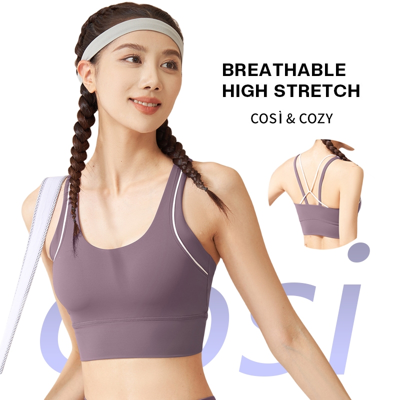 Jual COSI COZY Bra Olahraga Senam Bra Olahraga Wanita Bra garis putih ...