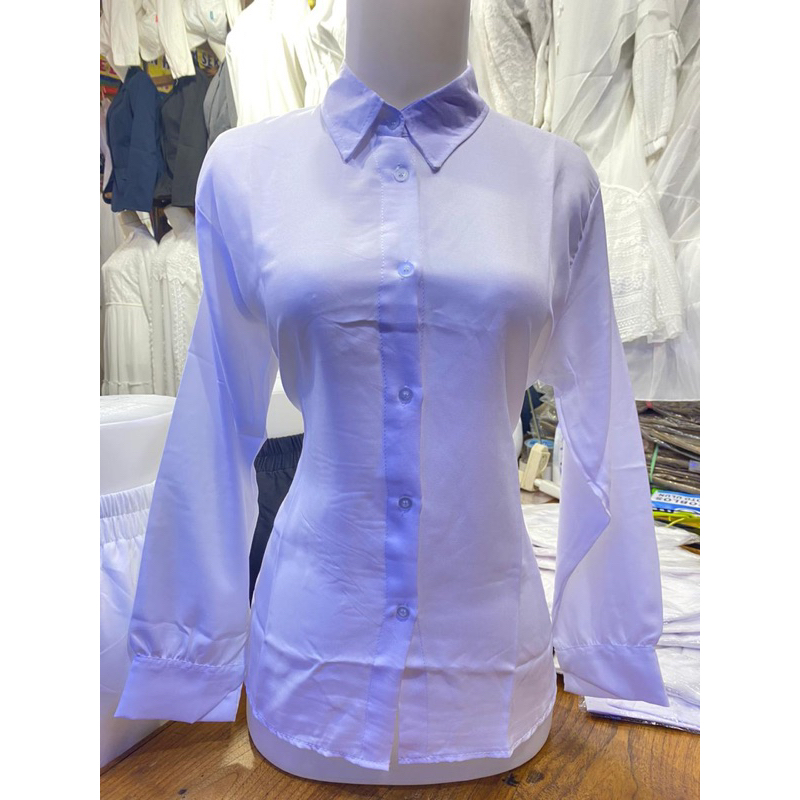Jual KEMEJA PUTIH/HEM PUTIH BAHAN SYAKILA/BAJU PUTIH MURMER/ATASAN ...