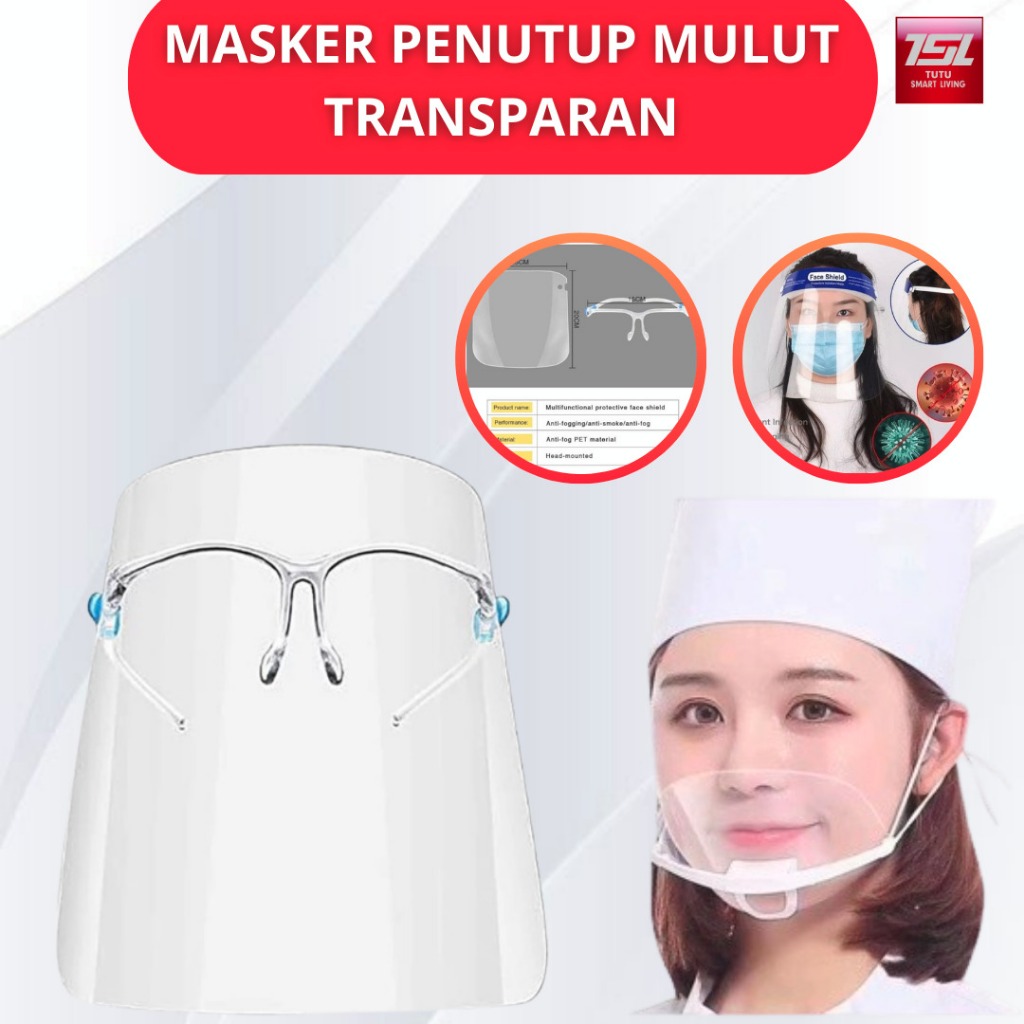 Jual Masker Penutup Mulut Transparan Koki Kantin Restoran / Face Shield ...