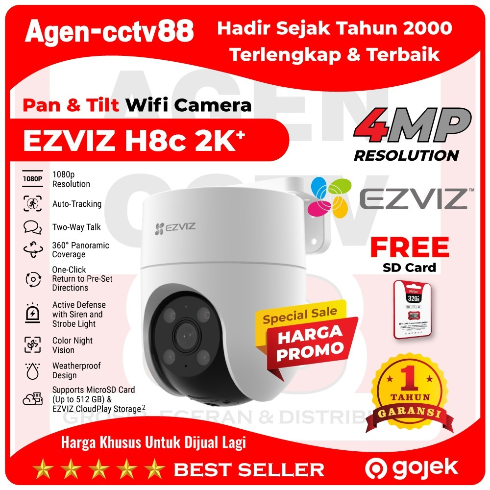 Jual IP Camera Outdoor EZVIZ H8C 4MP 2K CCTV Pan Tilt Wifi Auto ...