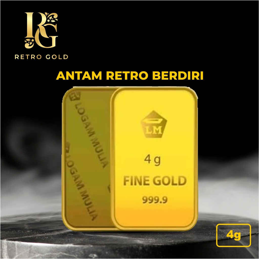 Jual Logam Mulia Emas Antam Retro Berdiri 4 Gram dan 5 Gram Sertifikat ...