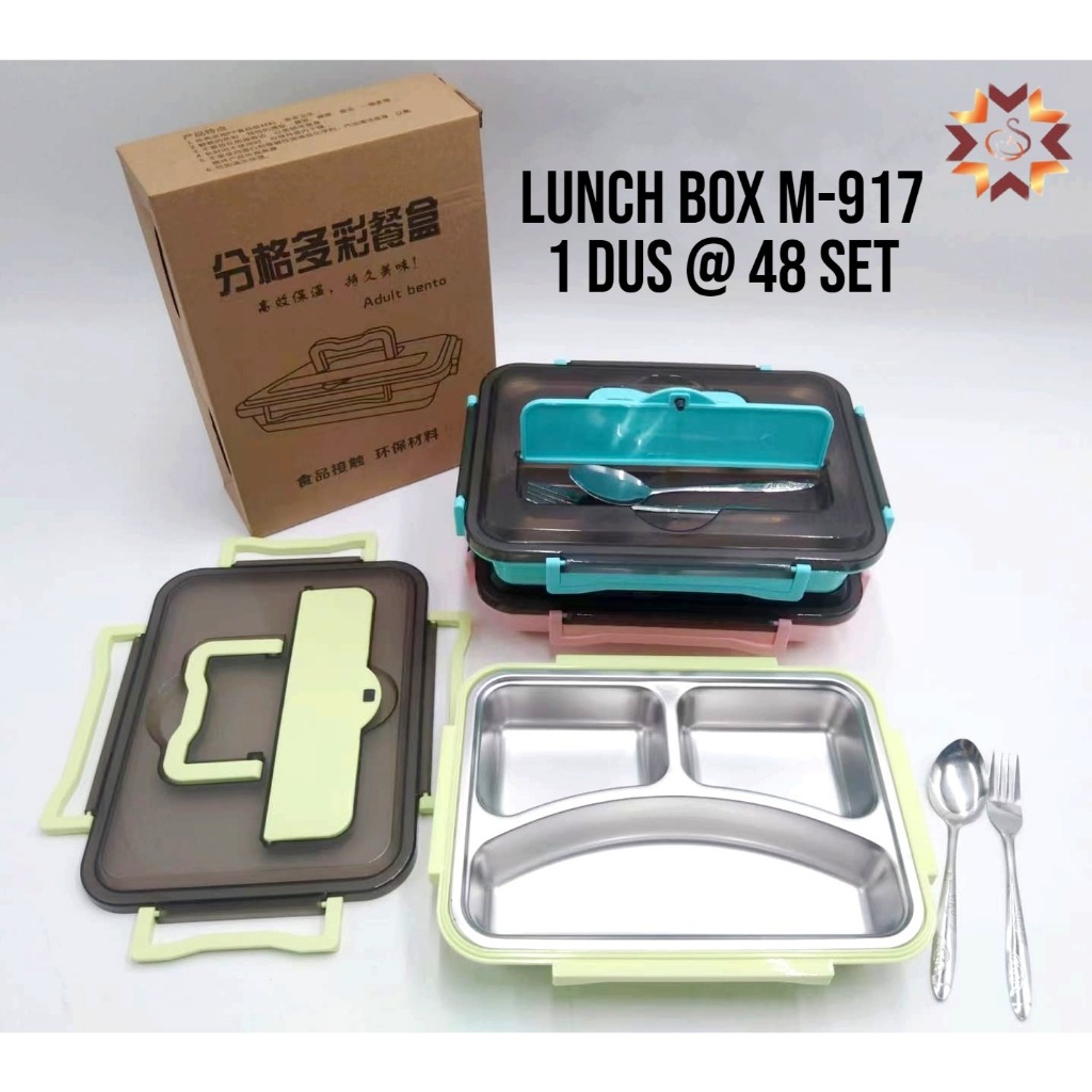 Jual Lunch Box Stainless Steel/ Tempat Makan 3 Sekat/ Wadah Makan Warna ...