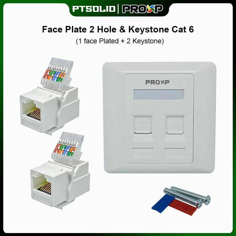 Jual wall Proxp Face plate Socket Lan Modular jack RJ45 cat 6 Tolless ...