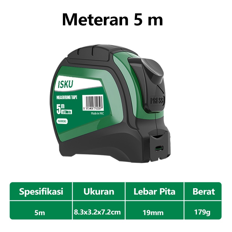 Jual ISKU Meteran 5M /Meteran Wood Rol Meter 5m x 19mm/Tape Measure ...