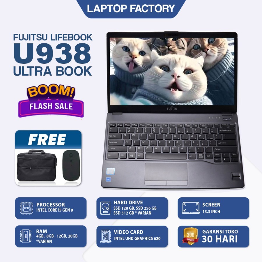 Jual Laptop Fujitsu Ultrabook U938 I intel Core I5 Gen 8 I Ram 20 Gb ...