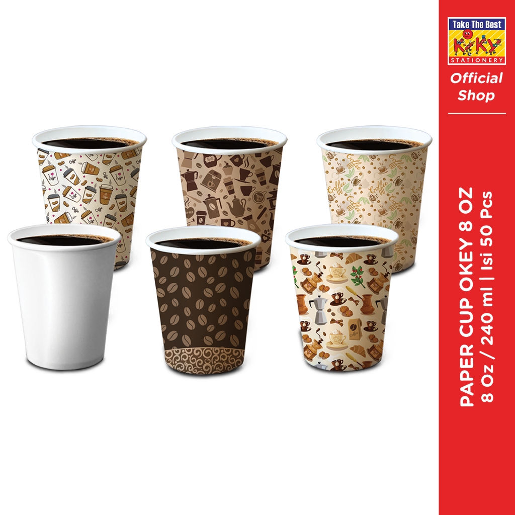 Jual OKEY Paper Cup 8 Oz - 1 Pack isi 50 Pcs Gelas Kertas Kopi Tahan Panas | Shopee Indonesia