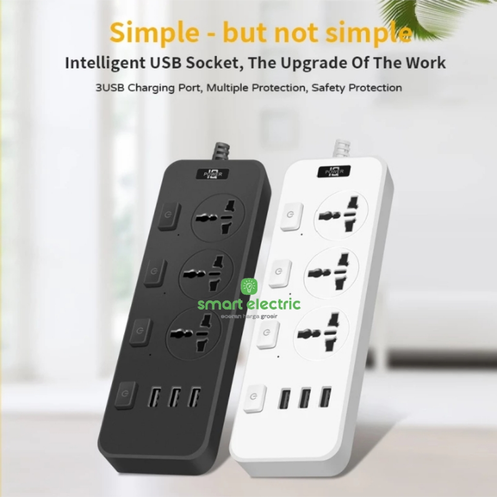 Jual Stop Kontak USB Terminal Colokan Kaki 3 Dan 2 Saklar Independen ...