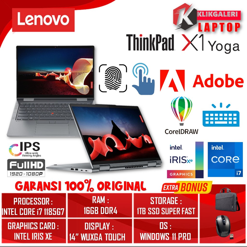 Jual Laptop 2 in 1 Lenovo Thinkpad X1 Yoga Intel VPRO I7 1185G7 16GB ...