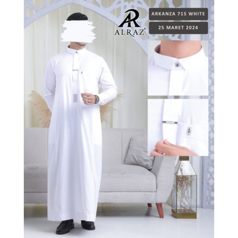 Jual Jubah Al Raz Putih ARKANZA Model Terbaru Premium Jubah Alraz Katun ...