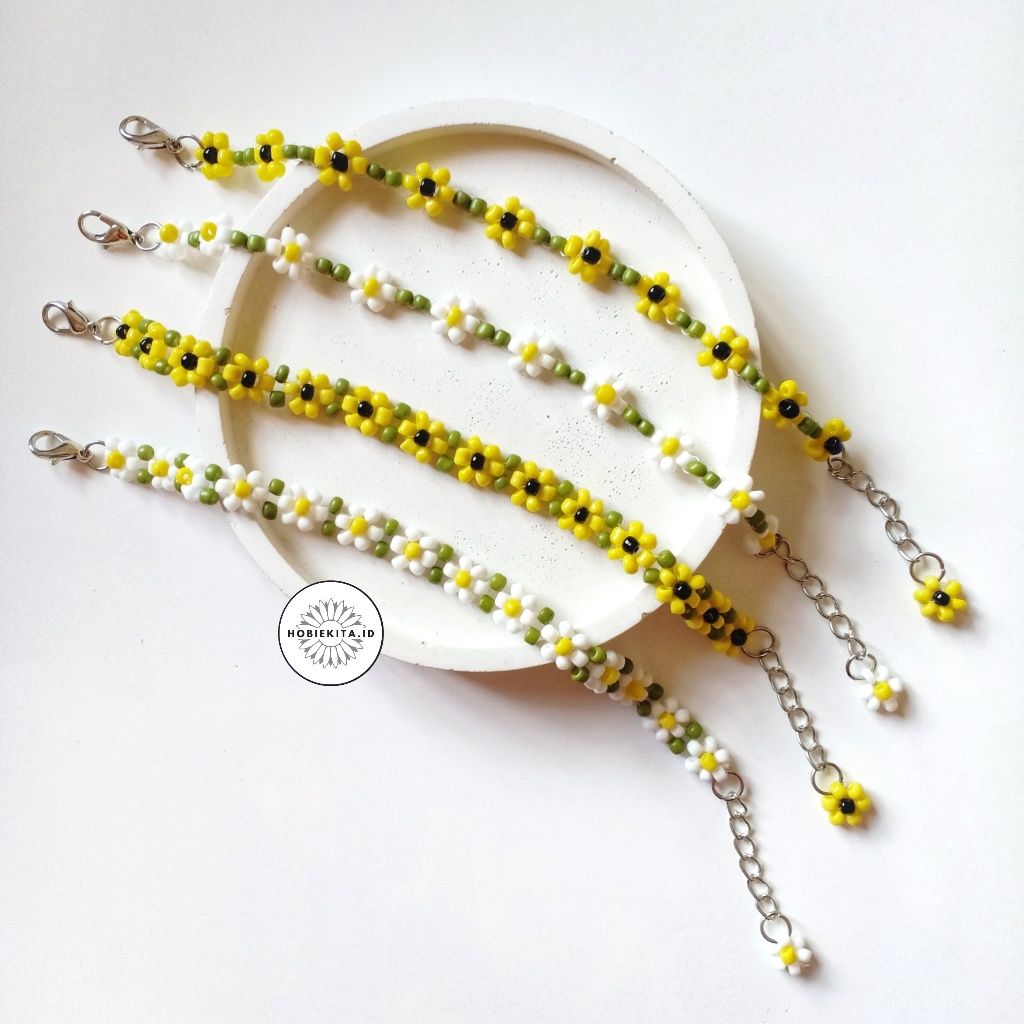 Jual SUNFLOWER DAISY BEADS BRACELET | GELANG MANIK MANIK BUNGA MATAHARI ...