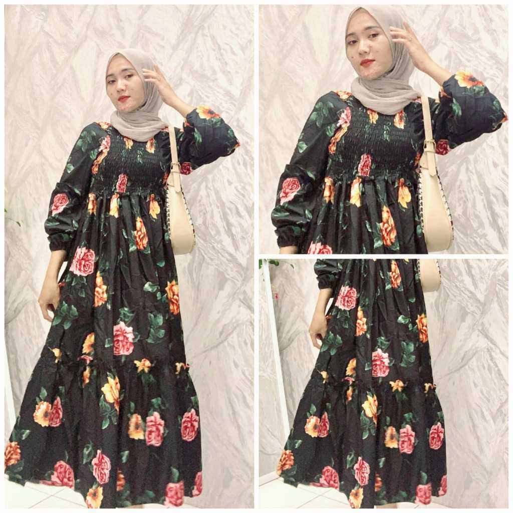 Jual Long Dress Diora Creamy Smocked | Shopee Indonesia