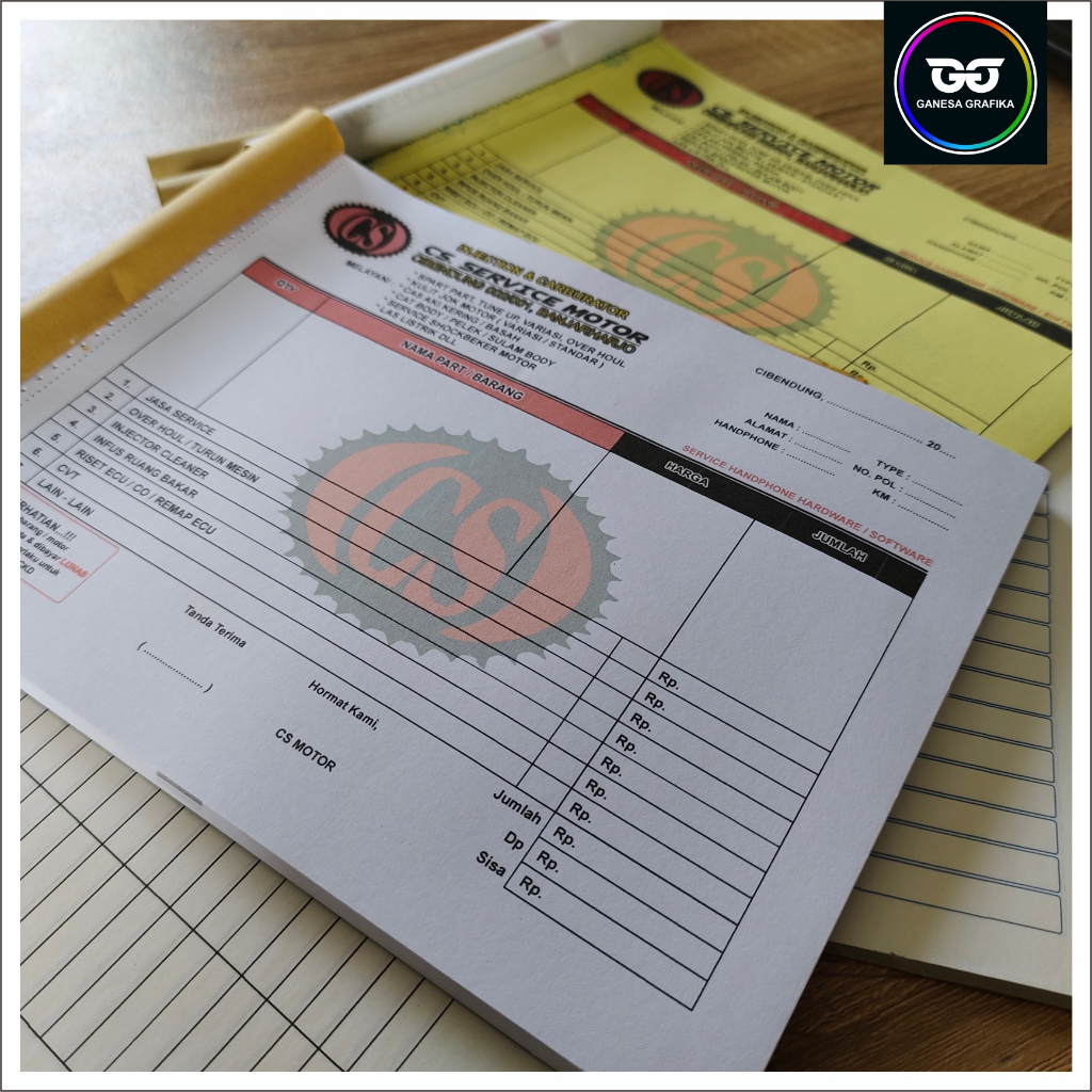 Jual cetak nota custom ukuran 1/2 polio nota bon nama perusahaan toko ...
