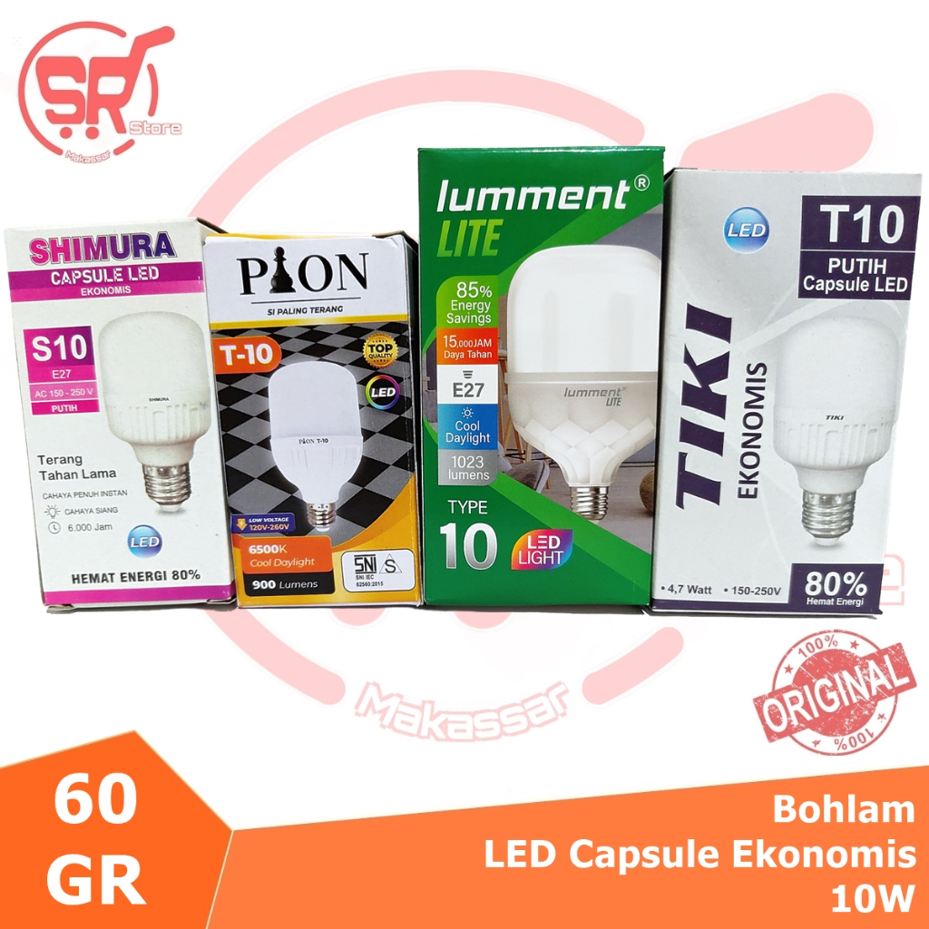 Jual (ECER) 10W Lampu Ekonomis Bohlam LED Capsule EKONOMIS / Murah 10W ...