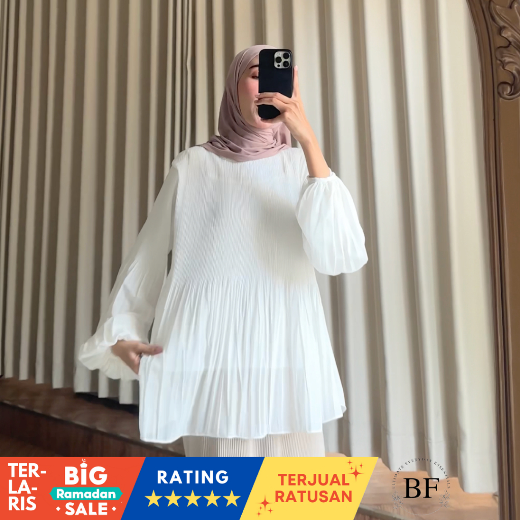Jual BF Label - FIONA Blouse | Pleated Shirt Atasan Plisket Wanita Premium | Lebaran Idul Fitri ...