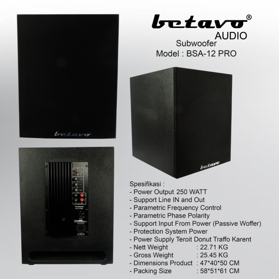 Jual SUBWOOFER AKTIF BETAVO BSA-12 PRO 12 INCH PROFESIONAL AUDIO ...