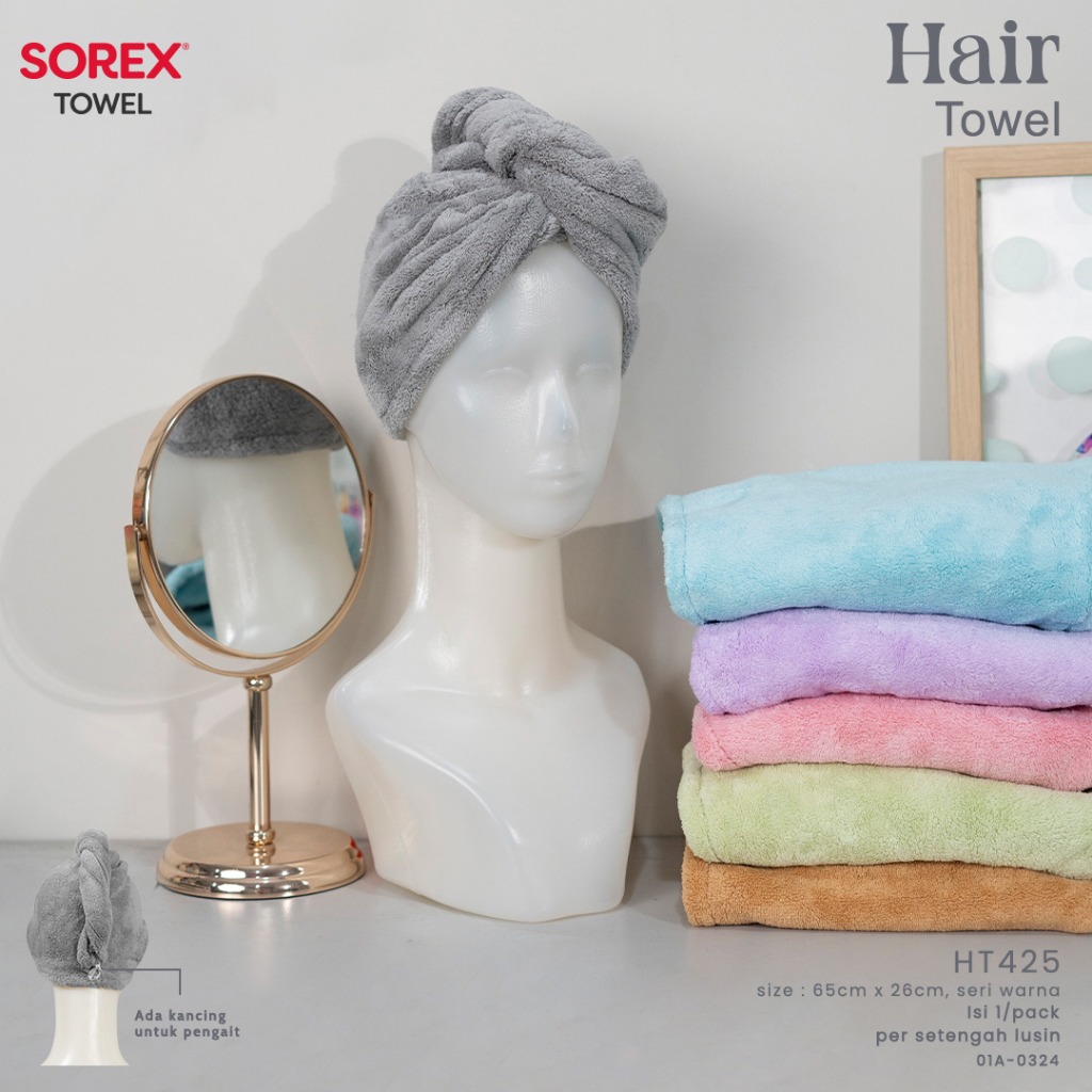 Jual SOREX HAIR TOWEL HT425 - HANDUK PENGERING RAMBUT 65x26 cm SUPER ...
