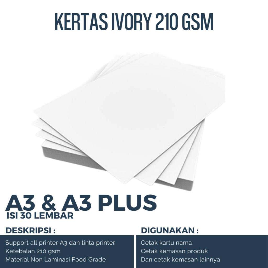 Jual kertas ivory 210 gsm A3 & A3 PLUS isi 30 lembar kertas ivory A3 ...