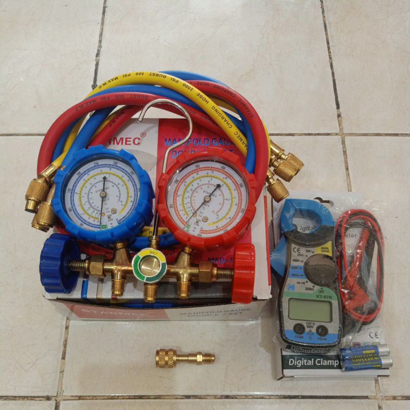 Jual paket isi refrigerant multi fungsi manifold double glass bisa R22,R32/R410 | Shopee Indonesia