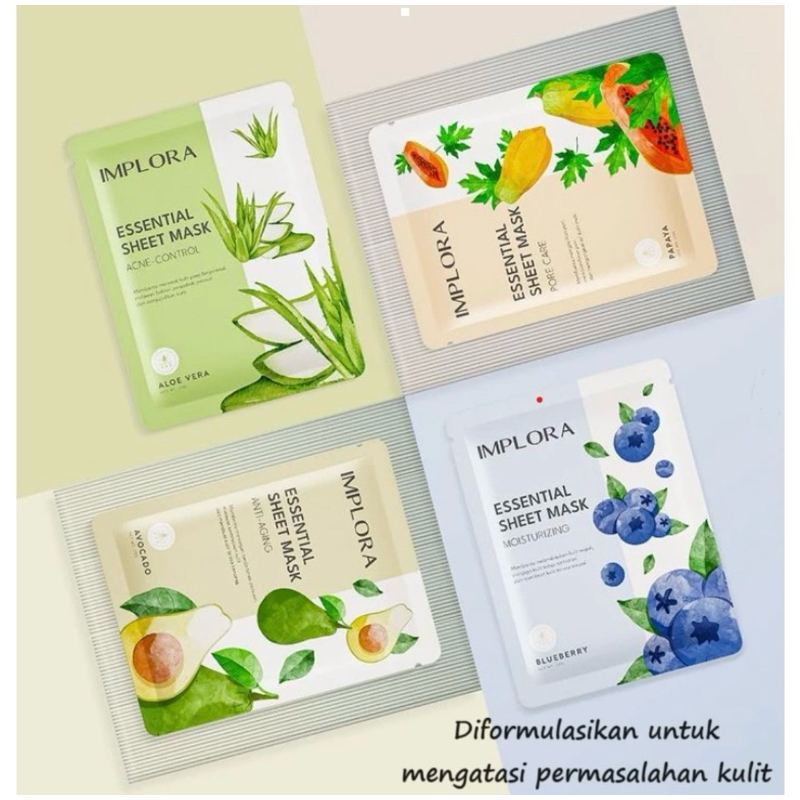 Jual Masker Implora Essential Sheet Mask Anti Acne, Anti Aging ...