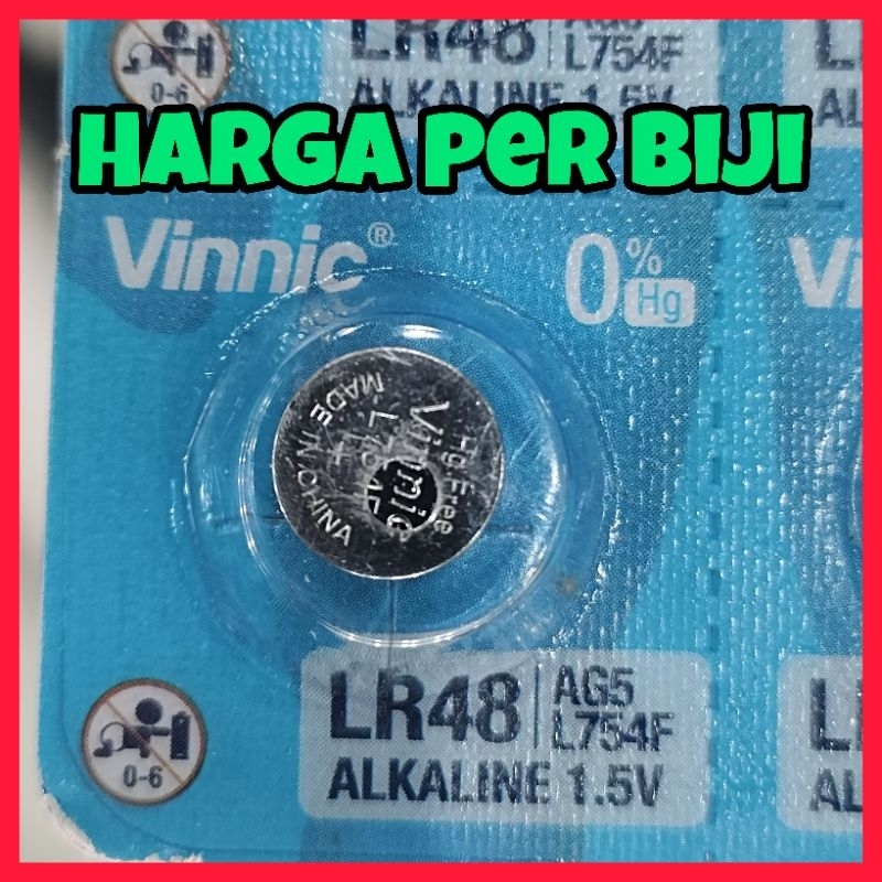 Jual baterai vinnic lr48 ag5 l754f utk jam camera elektronik harga per satuan harga per biji ...