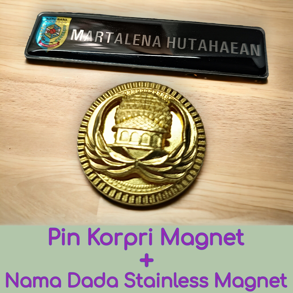 Jual Paket Hemat Nama Dada Stainless Magnet dan Pin Korpri Magnet ...