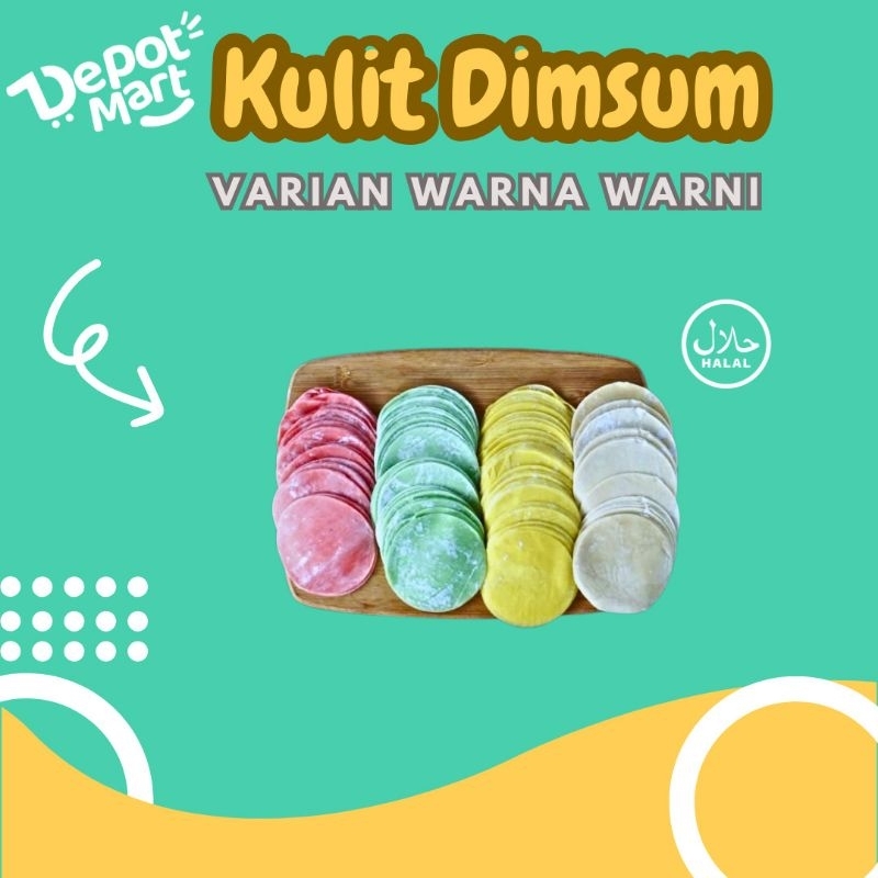 Jual 4 Bungkus Kulit Dimsum Bulat Warna Warni Merah Kuning dan Hijau ...