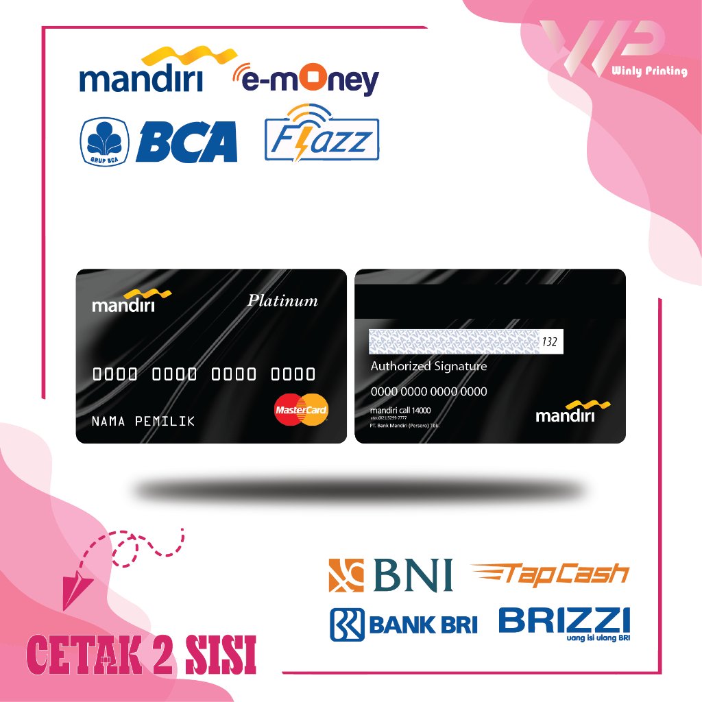 Jual KARTU EMONEY DESIGN DEBIT KREDIT PLATINUM BLACK E MONEY E TOLL ...