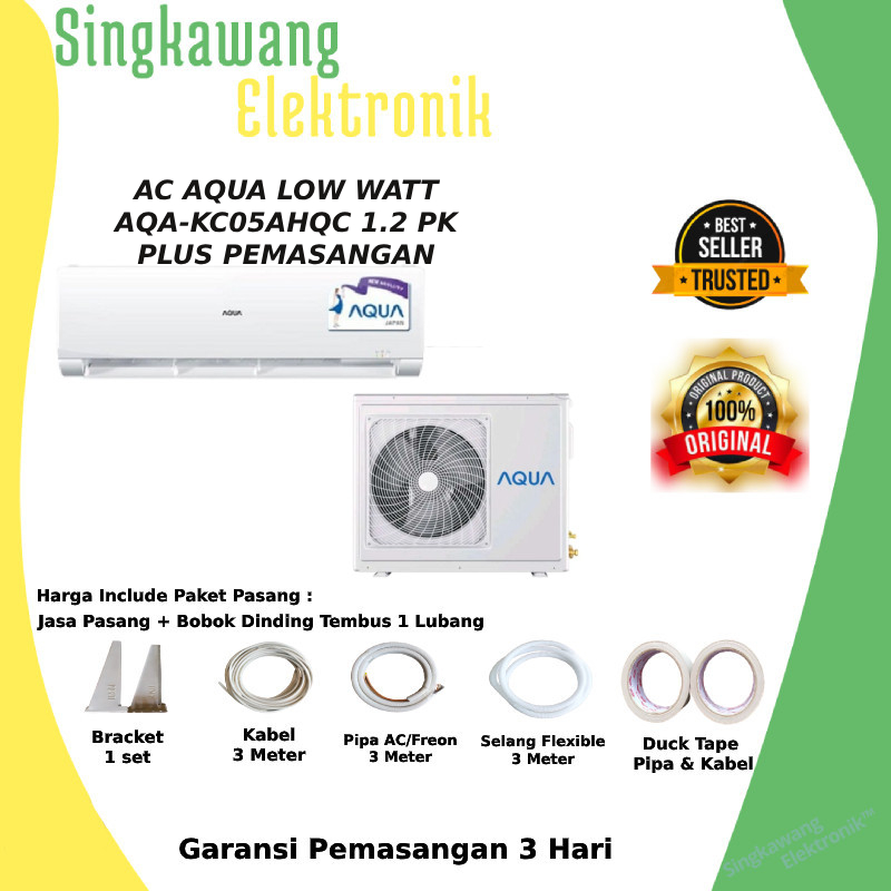 Jual AC AQUA LOW WATT AQA-KC05AHQC 1/2 PK PLUS PEMASANGAN | Shopee Indonesia