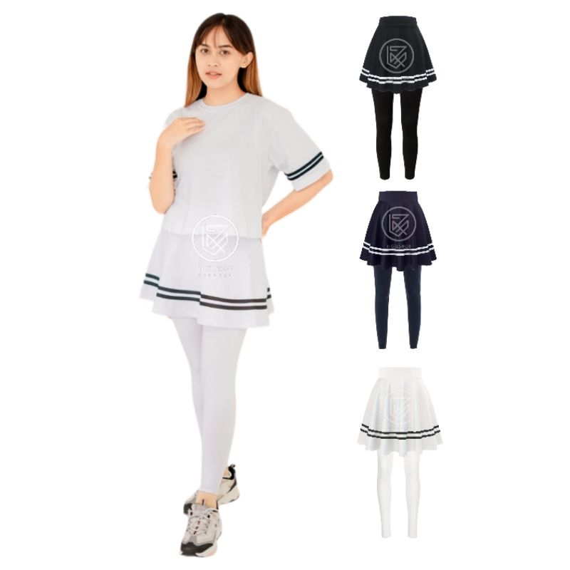 Jual Rigel Rok Legging Stripe Putih Olahraga Kekinian | Shopee Indonesia