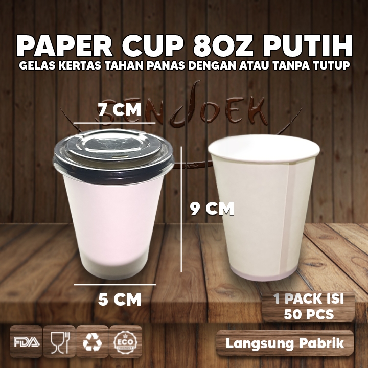 Jual Paper Cup 8oz Putih / Gelas Kertas Tahan Panas Isi 50 Pcs | Shopee Indonesia