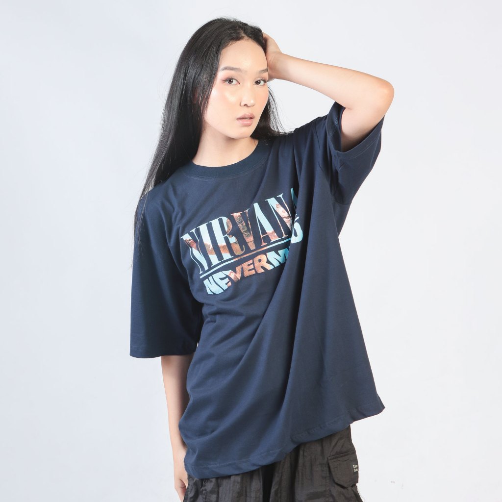 Jual Tshirt Oversize Navy Nirvana Nevermind Mc.F Supply co | Shopee Indonesia