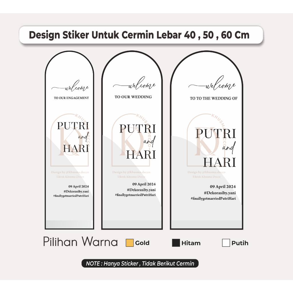 Jual Stiker Wedding Sign Mirror Stiker Sign Wedding Stiker Kaca Wedding ...
