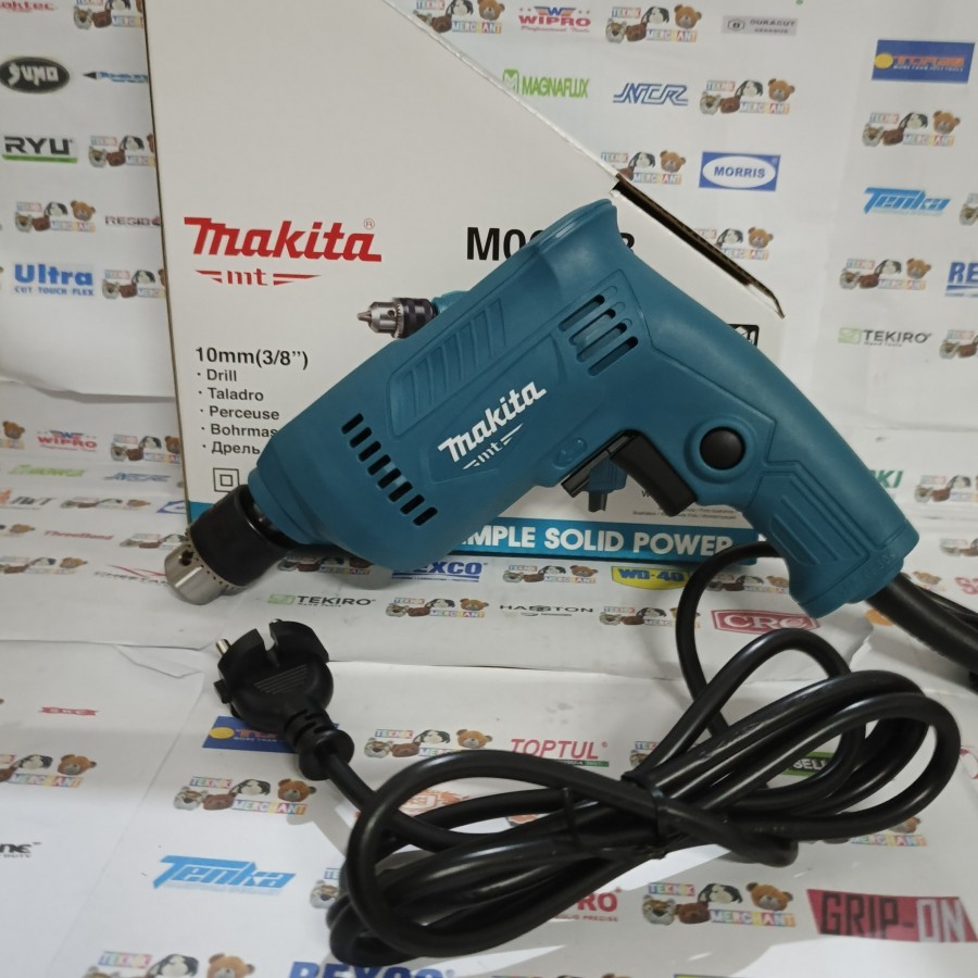 Jual Mesin Bor Tangan Listrik Bor Besi Kayu 10mm Bor Tangan Makita M0600B | Shopee Indonesia