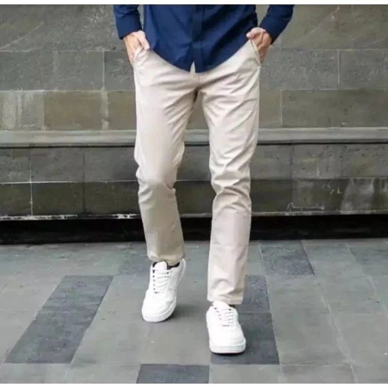 Jual Celana Chino Panjang Pria Slimfit Katun Strecth Melar Cocok Buat Kerja Harian | Shopee ...