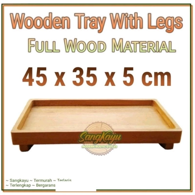 Jual Nampan kayu kaki 45x35x5 Wooden tray with legs kotak penyimpanan ...