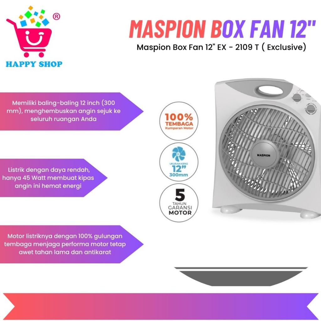 Jual Maspion Box Fan 12" EX - 2109 T ( EXCLUSIVE ) | Shopee Indonesia