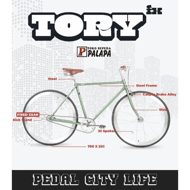 Jual SEPEDA FIXIE 700C Element TORY FX 1 Speed Fixed Gear | Shopee ...