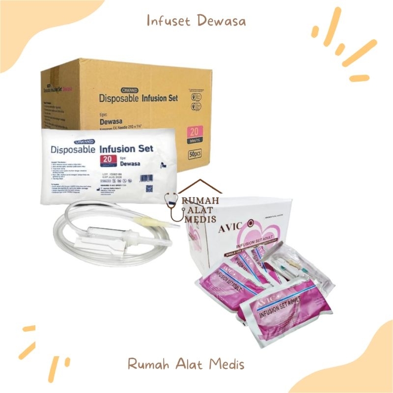Jual Per Box Infuset Dewasa Onemed / Avico / Infusion Set / Selang ...