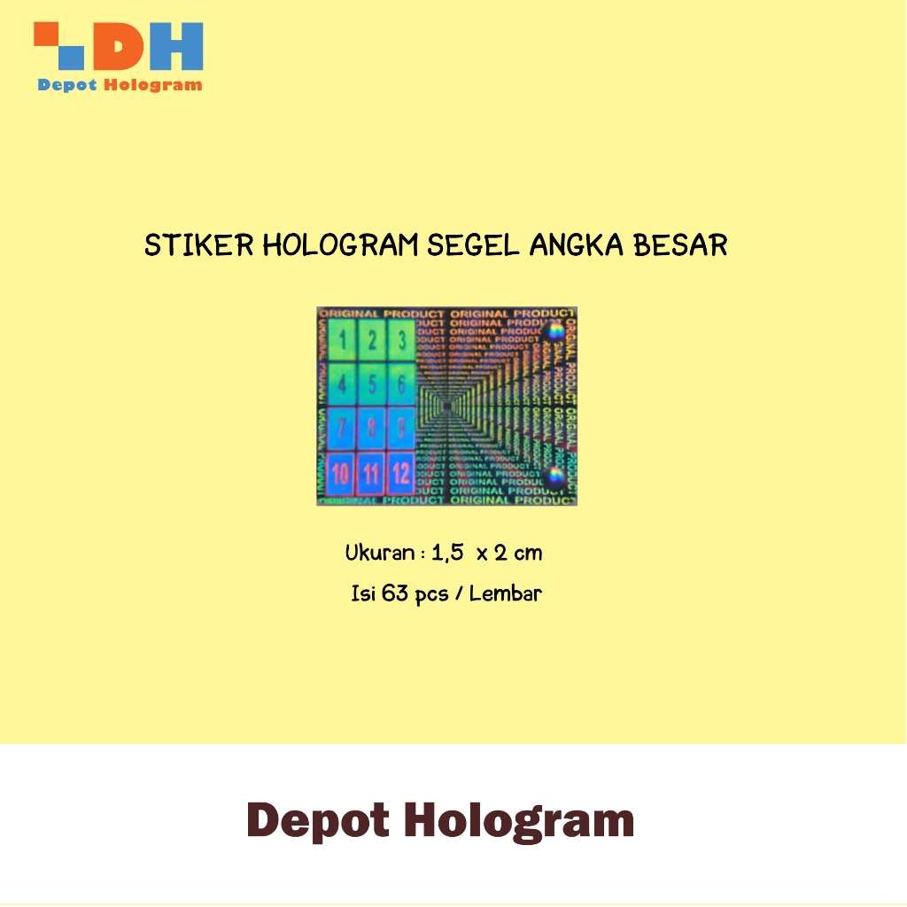 Jual Paket 50 lbr ST.Hologram Angka Besar 1,5 x 2 cm | Shopee Indonesia
