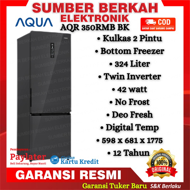 Jual Kulkas 2 pintu Bottom freezer Aqua 324liter AQR 350RMB garansi ...