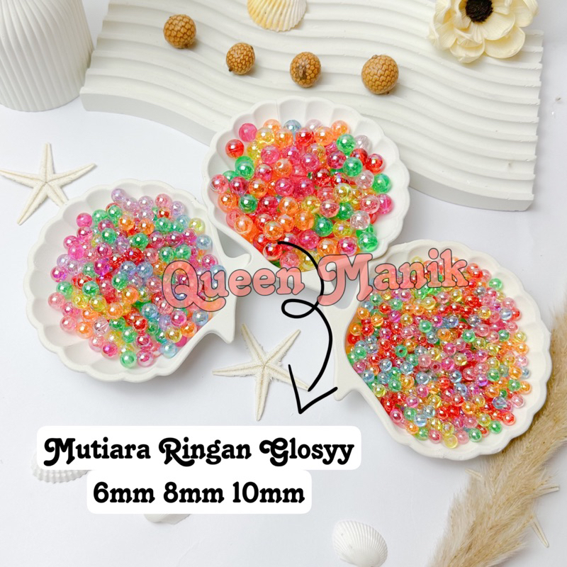 Jual ( 30gram ) Manik Bulat Mote Mutiara Bulat Transparant AB Glossy ...