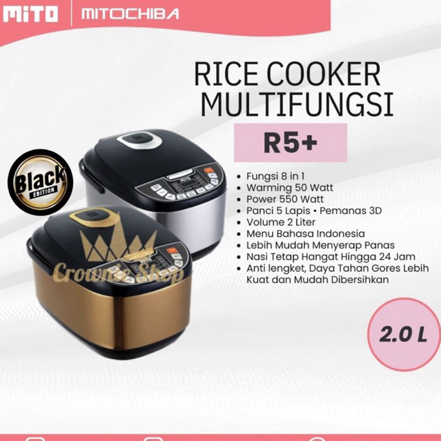 Jual READY STOCK ! Ricecooker Mito R5+ 8in1 Black Edition / rice cooker ...