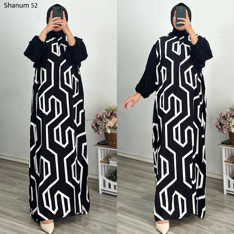 Jual SHANUM DRESS / Gamis Rayon Kombinasi / Gamis Rayon Motif Busui ...